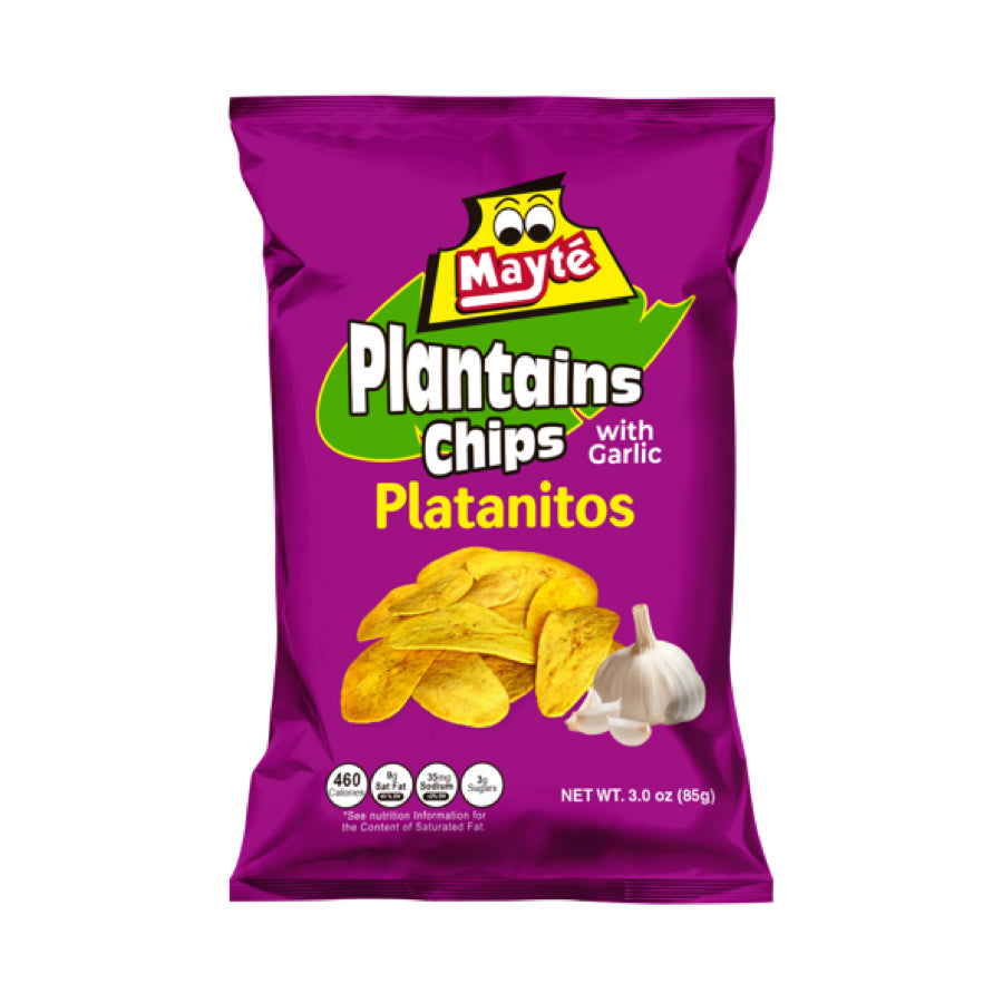 Mayte Plantain Chips – Garlic – 30/3 oz – Iselitas Snacks